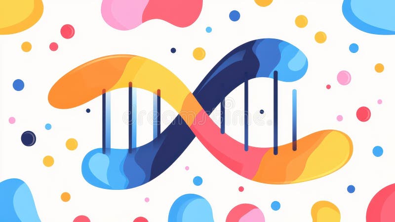 Explore a Colorful Illustration of DNA Molecules, Featuring Modern Flat ...