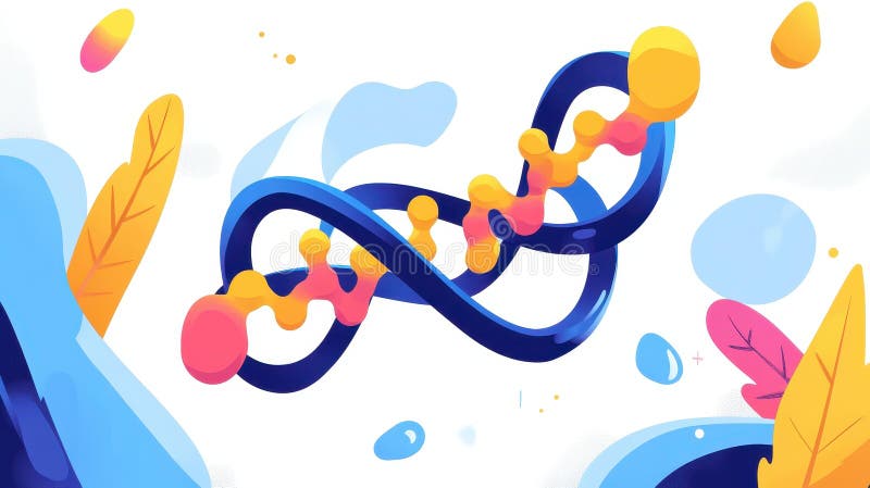 Explore a Colorful Illustration of DNA Molecules, Featuring Modern Flat ...