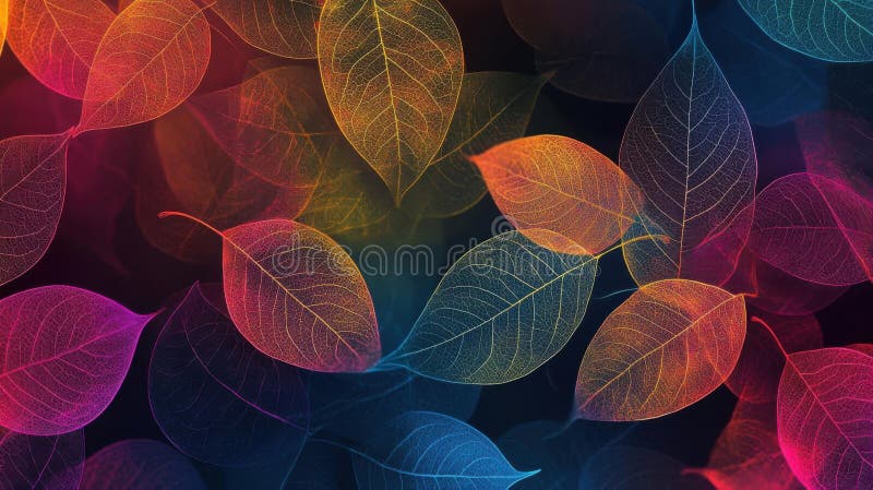 Explore Colorful Leaves with Vein Details and Gradient Color Leaf Theme ...