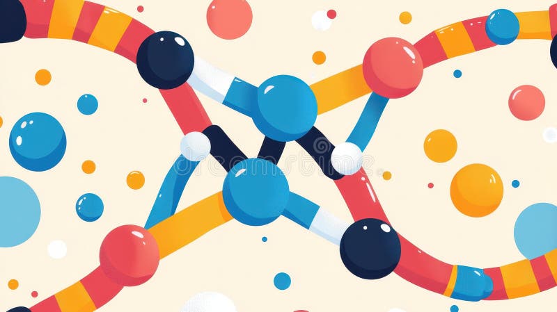Explore a Colorful Modern Flat Illustration Showcasing the DNA Molecule ...