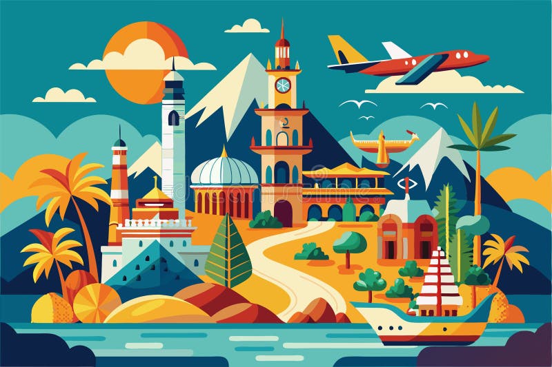 Explore a Colorful Travel Destination Featuring Iconic Structures ...