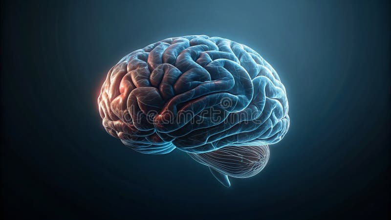 Intricate Continuous Line Drawing of the Human Brain a LowLight ...