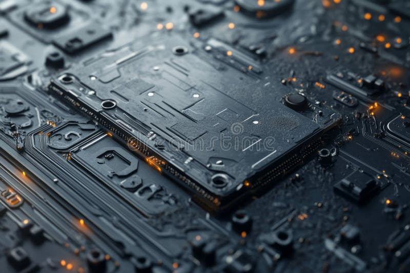 A Detailed Close-up of a Modern Circuit Board Design with Glowing ...