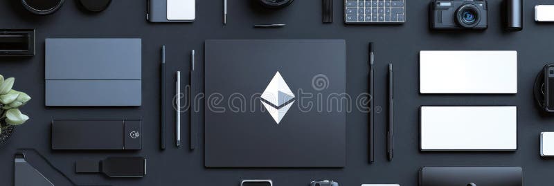 Explore Concept of Digital Currency and Technology Items Flat Lay Stock ...