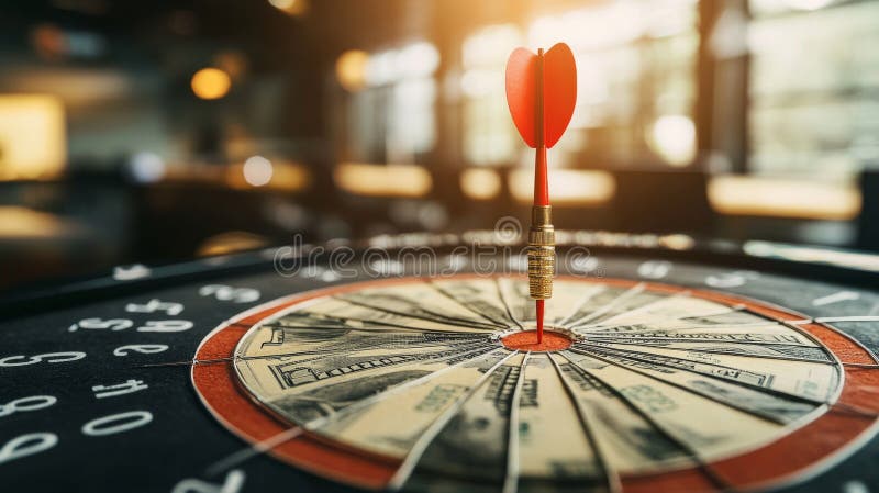 A Dart Hitting the Center of a Target Made of Cash Symbolizes Success ...