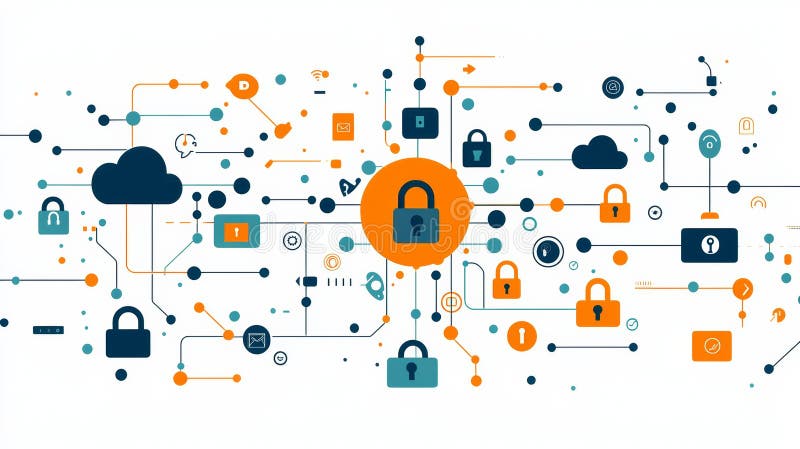 Explore the Concept of a Secure Digital Fortress with Vibrant Icons on ...