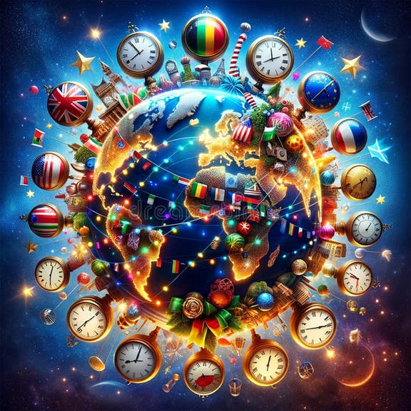 World of Time Zones: Global Clocks on Display Stock Illustration ...