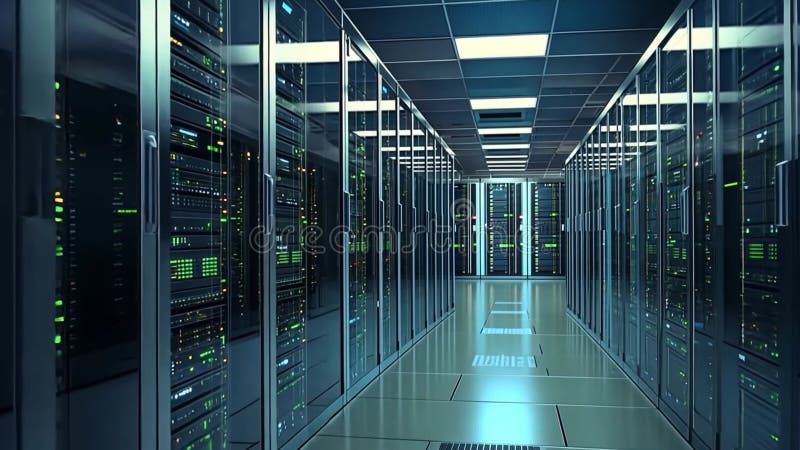 A Modern Data Center with Glowing Servers and Sleek Design. the ...