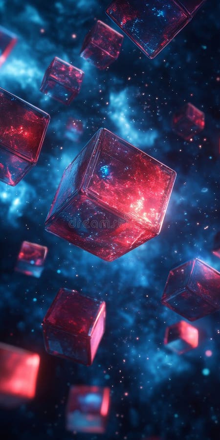 Explore the Cosmic Depths: Stunning 3D Glowing Cubes in a Mystical ...