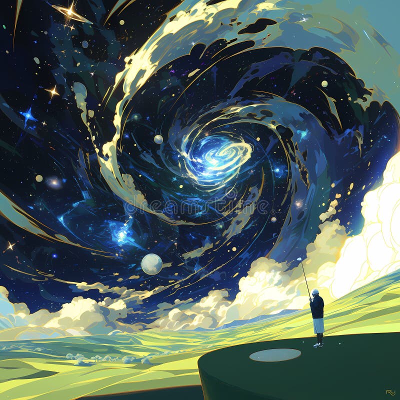 Explore the Cosmic Golf Course: a Stunning Space Adventure Stock ...