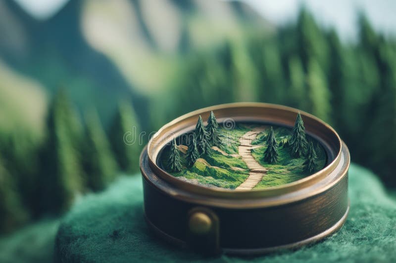 Explore Creative Mountain Compass with Forest Paths for Adventure ...
