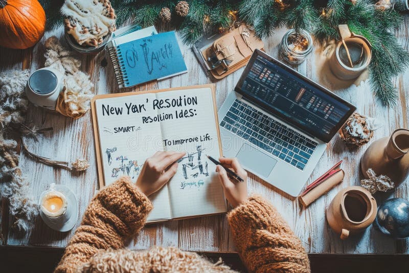 New Year Resolution Ideas for Self-improvement Cozy Indoor Workspace ...