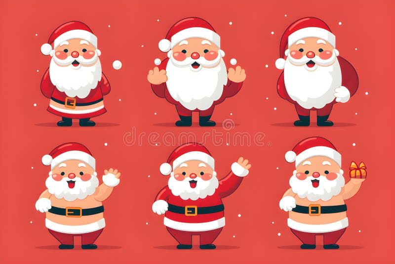 Variations of Flat Santa Claus Gestures in Character Design ...