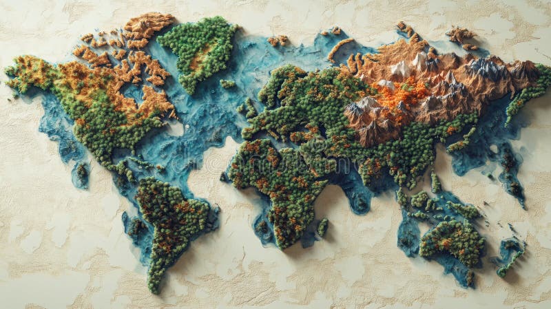 Explore a Creative World Map Featuring Diverse Forest Types and ...