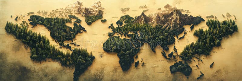Explore a Creative World Map Showcasing Diverse Forest Types and ...