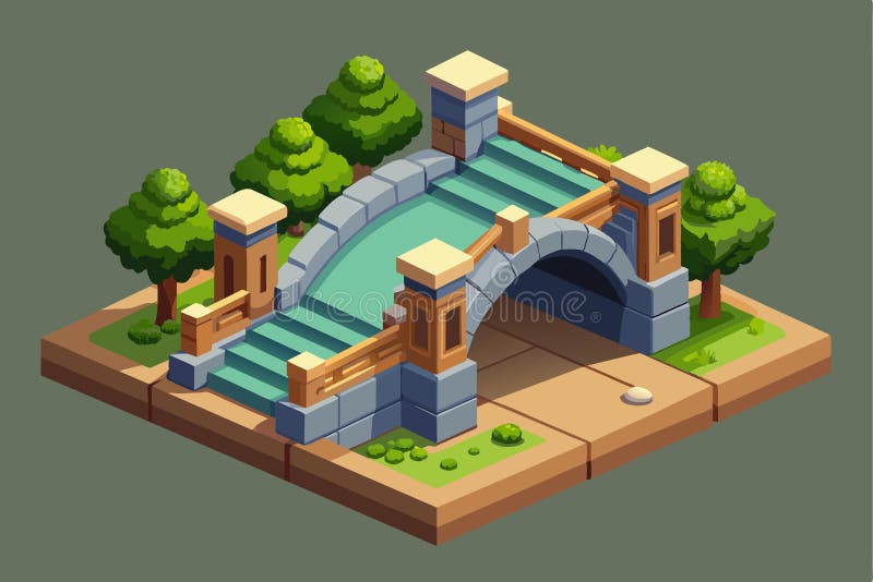 Explore this Customizable Stone Bridge Design Featuring Steps and ...