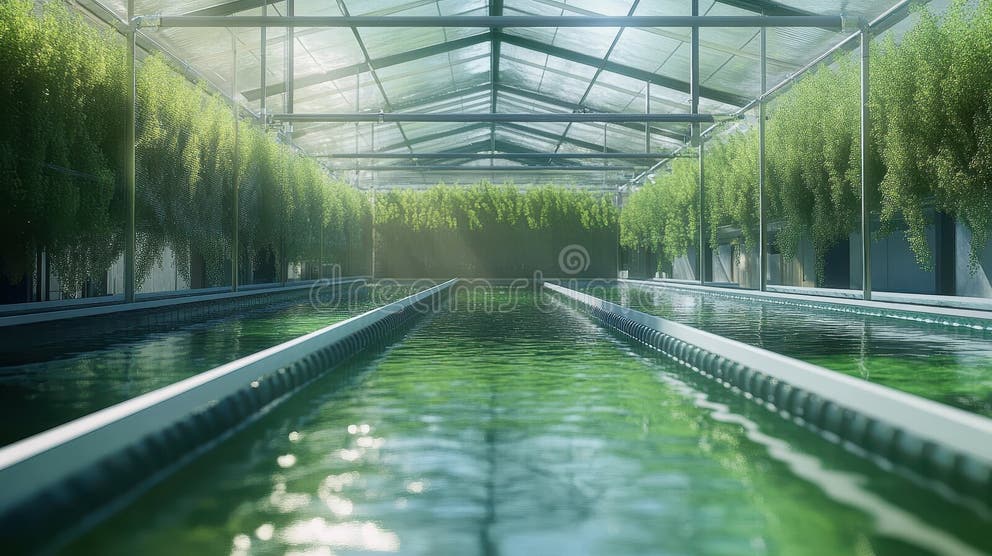 Advanced High-Tech Algae Farm for Spirulina Cultivation Processes Stock ...