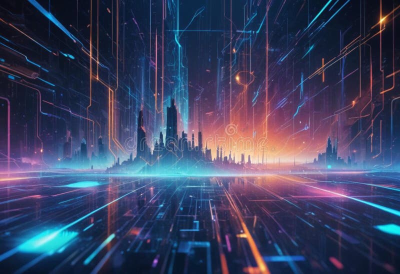 Futuristic Business Solutions Background with Dynamic Digital Networks ...