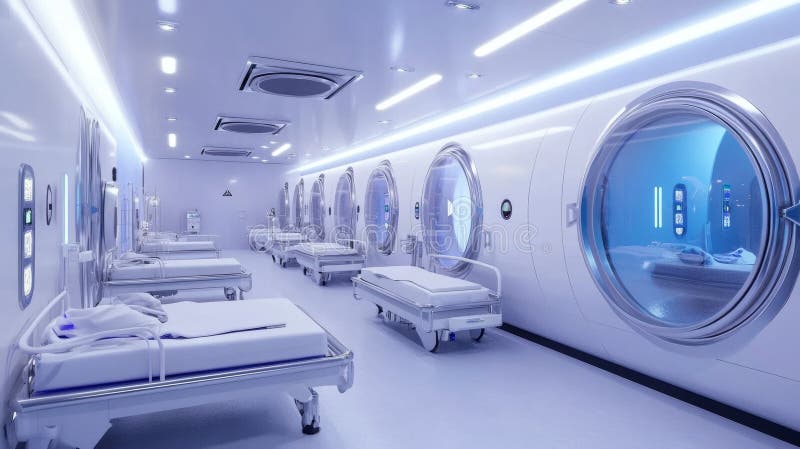 Futuristic Hyperbaric Chamber Room in Modern Hospital Design Stock ...