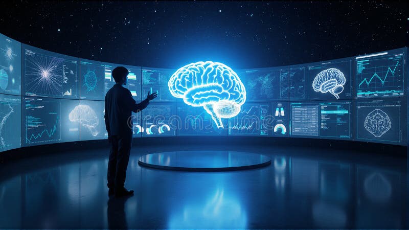 Neurotechnology: the Future of Brain-Computer Interfaces Stock Illustration - Illustration of ...