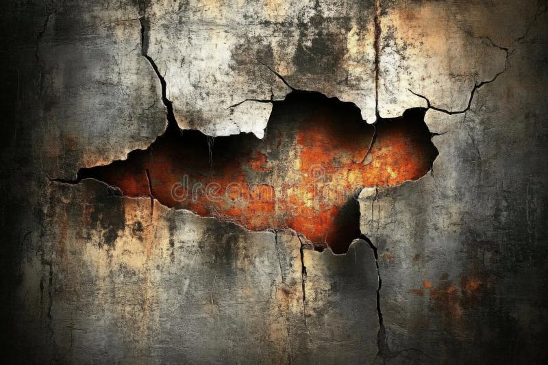 Explore a Damaged Wall with Rust and Cracks Concept, Old and Grunge ...