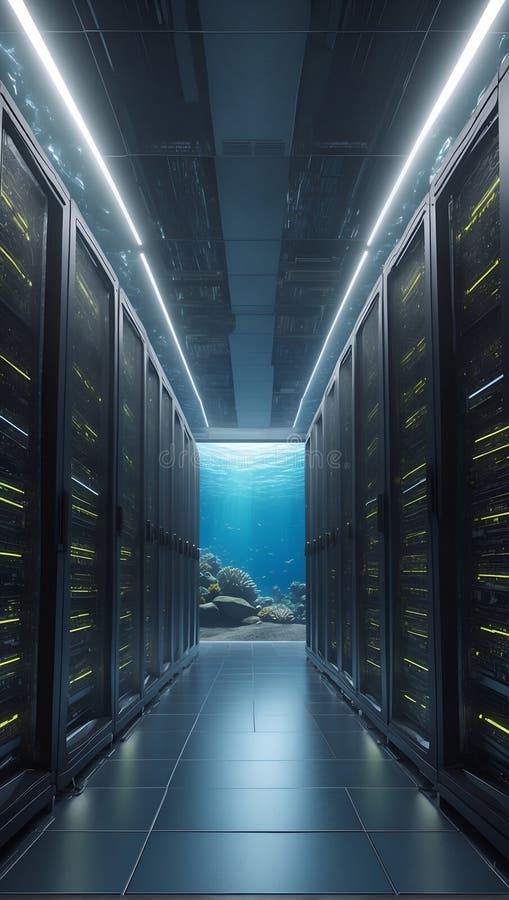 Tech-Nature Nexus: Sea-Powered Data Marvel. AI Generate Stock ...