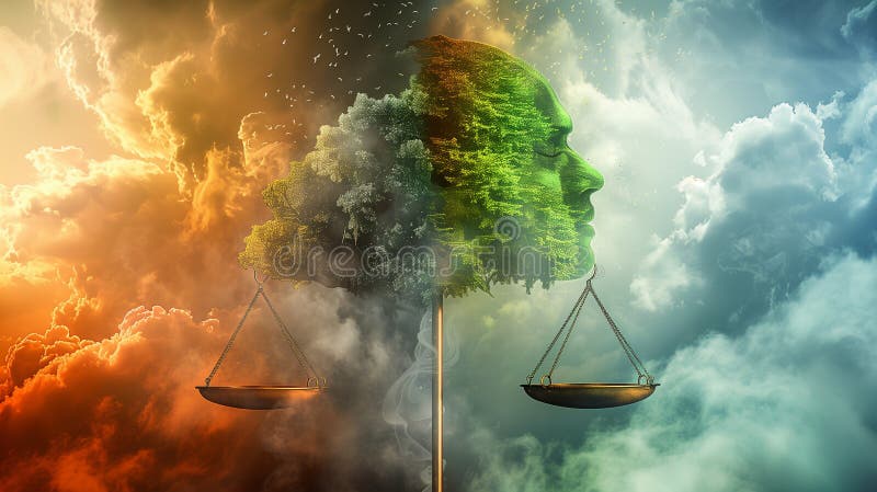 Balancing Act: Abstract Photo of Judgement Scale Amidst Destruction and ...