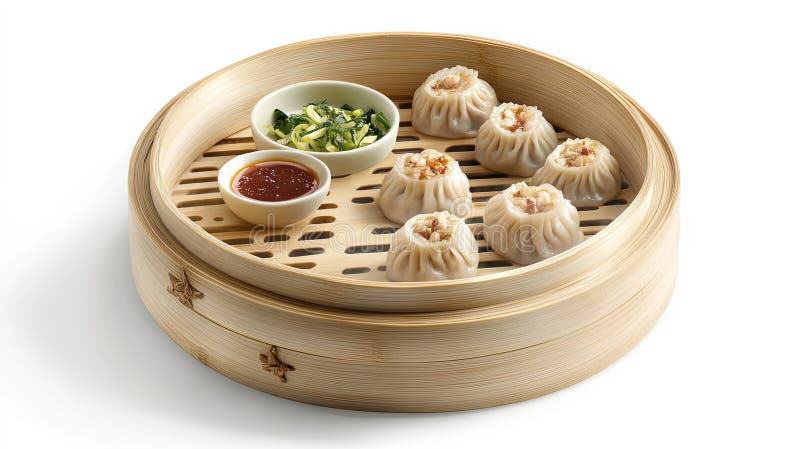 Explore the Delicate Presentation of Dim Sum in a Bamboo Steamer Stock ...