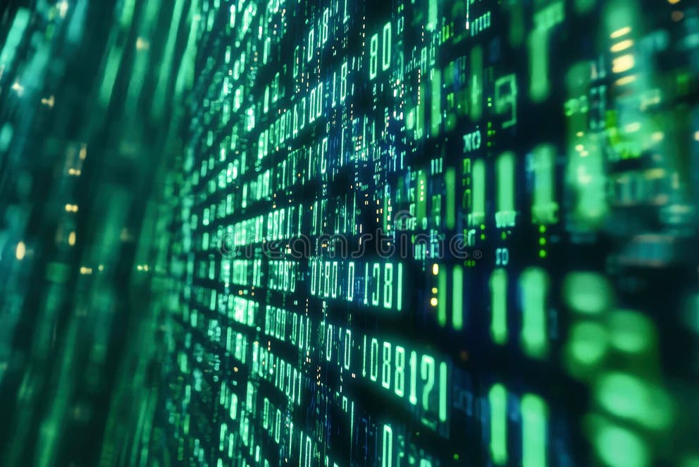 Explore the Depths of a Digital Landscape with Vibrant Binary Code and ...