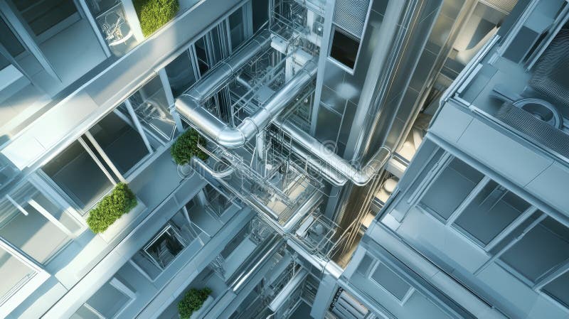 High-Rise Cutaway View of HVAC Systems in Modern Building Design Stock ...