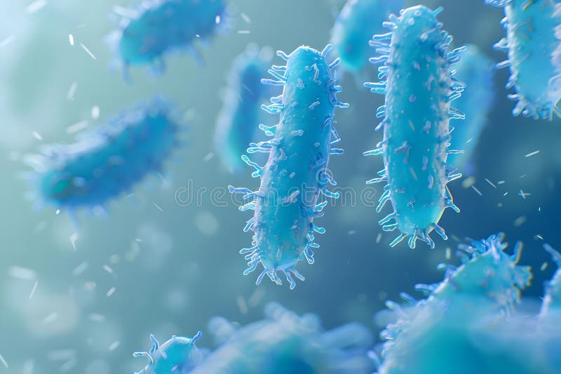 Microscopic 3D Rendering of Blue Bacteria Generative AI Stock ...