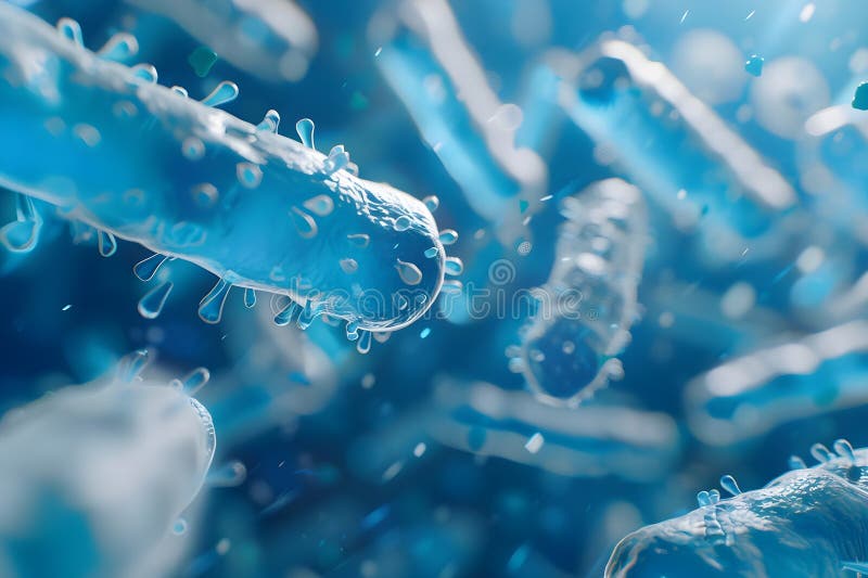 Detailed 3D Rendering of Microscopic Blue Bacteria Generative AI Stock ...