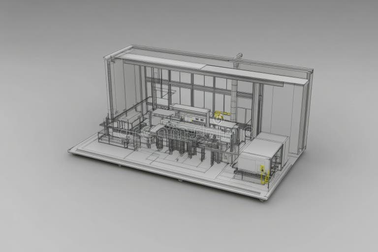 Explore the Detailed Industrial Layout with 3D Wireframe Concept Stock ...