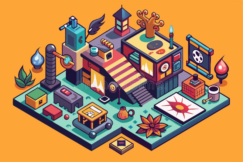 Explore a Detailed Isometric Illustration Showcasing a Vibrant Tattoo ...
