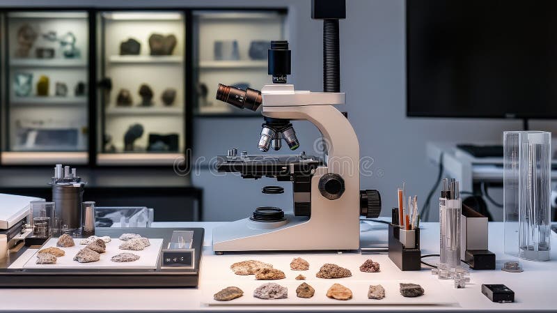 Detailed Petrographic Microscope Setup in Laboratory Environment Stock ...