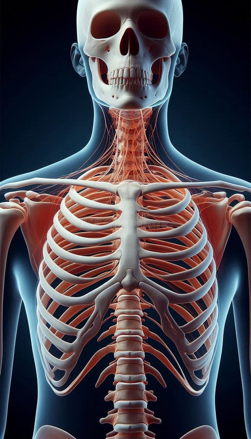 Detailed Human Skeleton and Internal Anatomy Visualization Stock ...