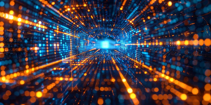 Explore a Digital Data Stream Filled with Vibrant Lights and Futuristic ...
