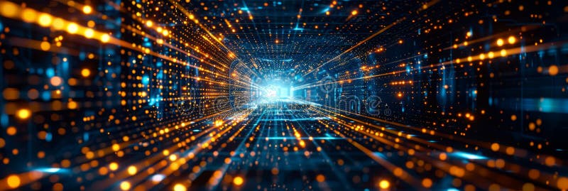 Explore a Digital Data Stream Filled with Vibrant Lights and Futuristic ...