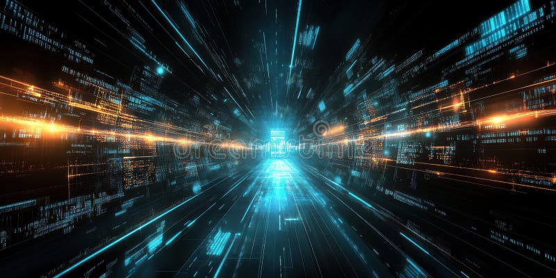 Explore Digital Space, Futuristic Data Stream in Cyberpunk Theme Stock ...