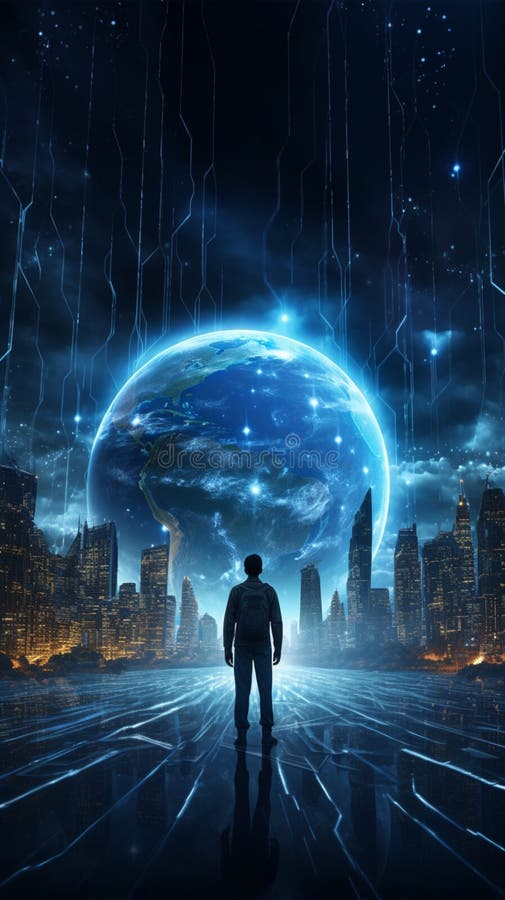 Explore the Digital World As it Meets a Cyberspace Background in 3D ...