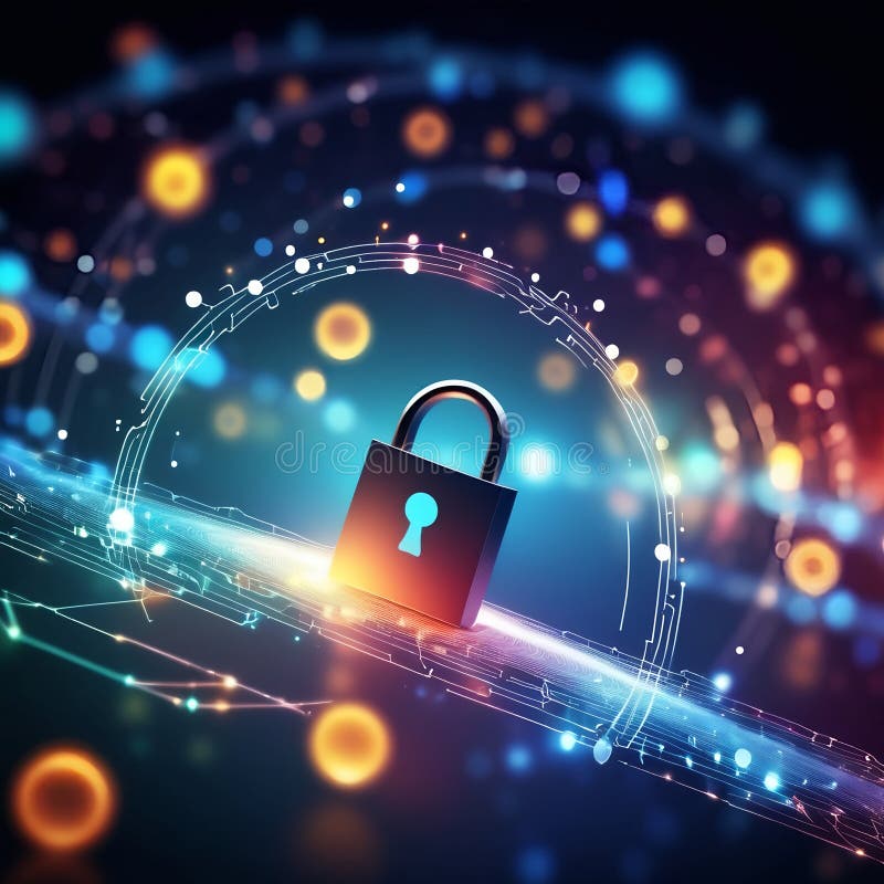 Cyber Security Concept. Digital Illustration Background with Vibrant ...