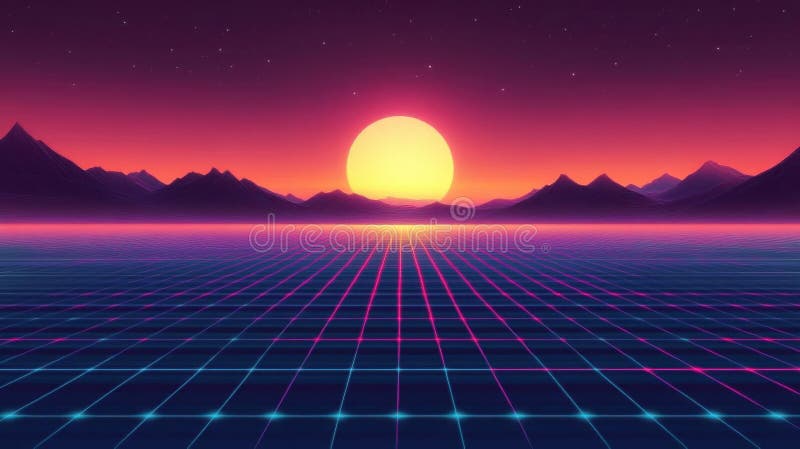 Explore Distant Horizon with Retro Grid, Aesthetic Landscape, and ...