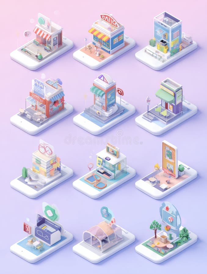 Innovative Augmented Reality Use Cases in Pastel-Themed Isometric 3D ...