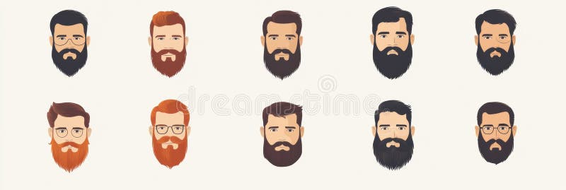 Explore Diverse Beard Styles Illustrated in a Flat Design Presented on ...