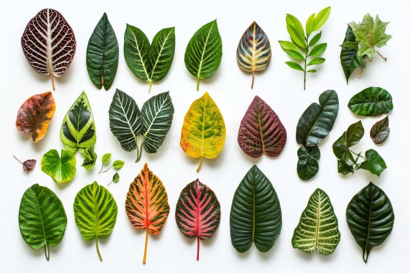 Explore the Diversity of Leaves Arranged Artistically on a White ...