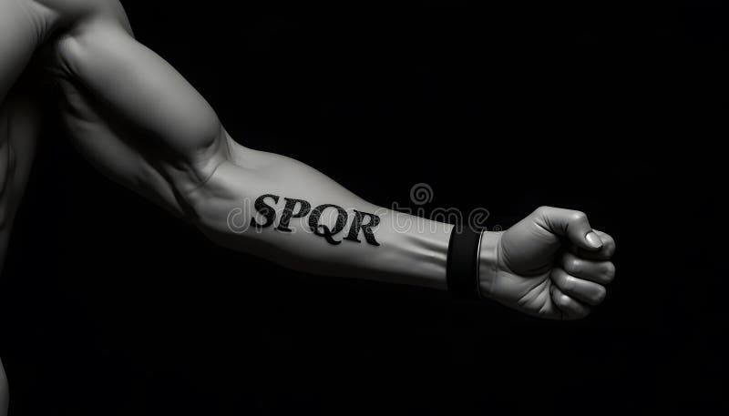 Impactful SPQR Tattoo on Gladiator Arm Stock Illustration ...