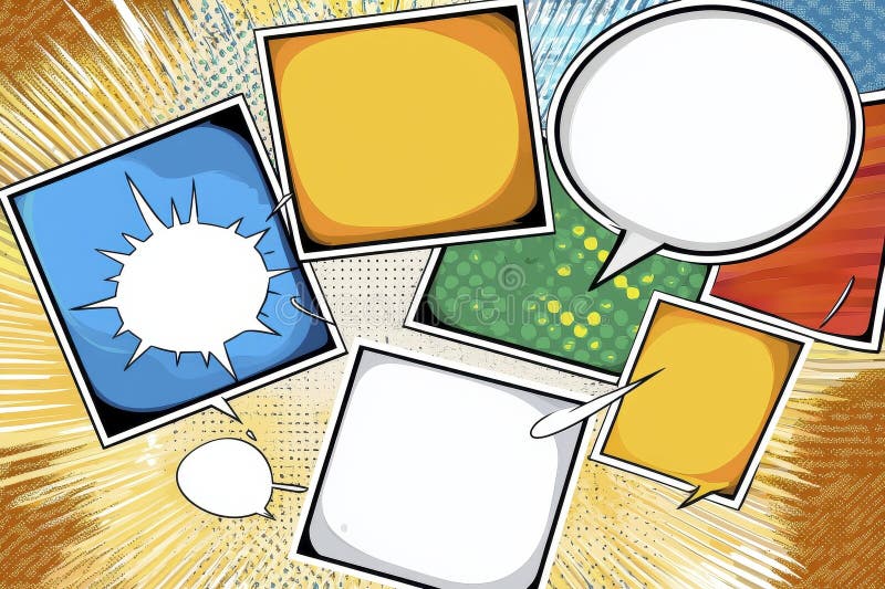 Explore Dynamic Comic Book Elements with Vibrant Speech Bubbles ...