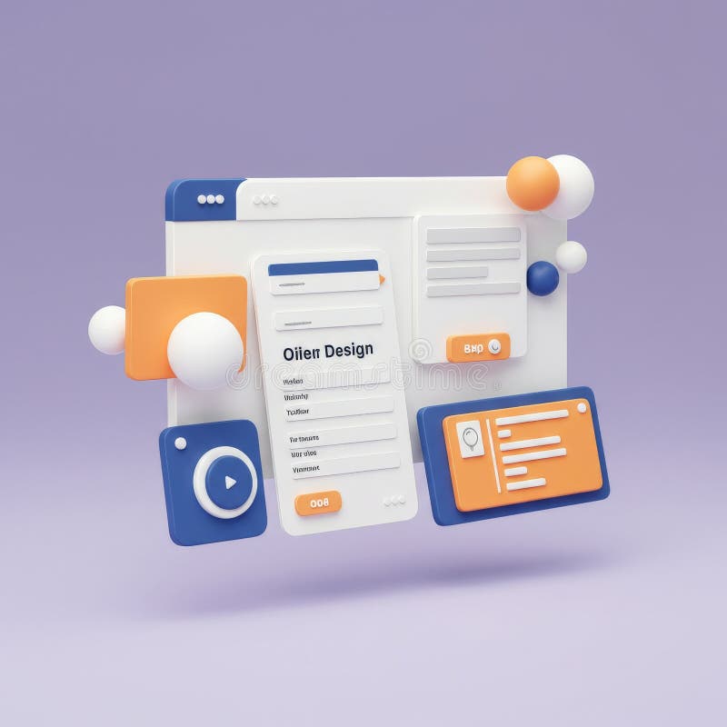 Explore a Dynamic 3D Web Design with Menus, Search Bars, and Vibrant Accents in this Interactive ...