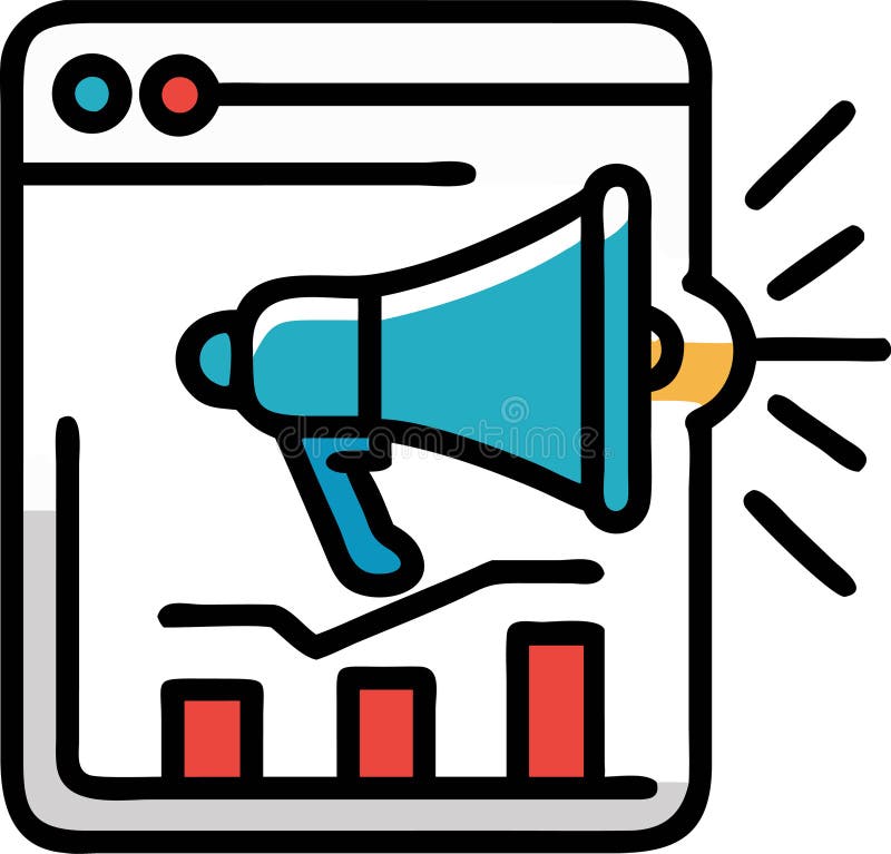 Marketing Strategy Icon: Megaphone & Chart Symbol for Growth Stock ...