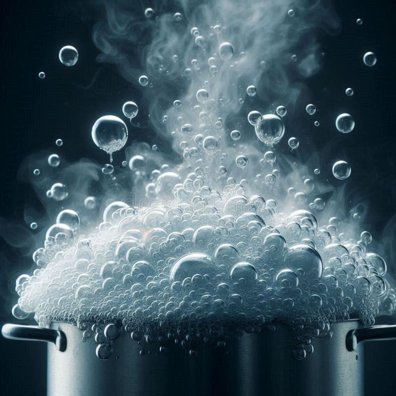 Dynamic Boiling Water: Bubbles Rising and Popping Stock Illustration ...